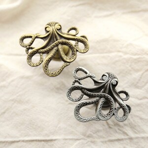 Antique Silver Octopus Drawer Pull Knobs, Marine Animal Cabinet Knobs ...