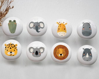 Safari Animals Ceramics Drawer Handle Pulls, Nursery Knob Handle, Animal Knobs for Nursery ...