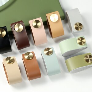 Leather Furniture Single Knobs, Leather Drawer Pull, Cabinet Pull, Leather Knobs for Nursery ...