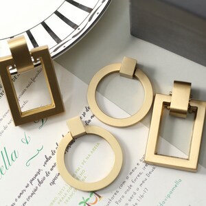 Drawer Knobs and Pulls, Invisible Rectangle Pulls, Ring Knobs, Gold Pull,dresser Knobs, Gold ...