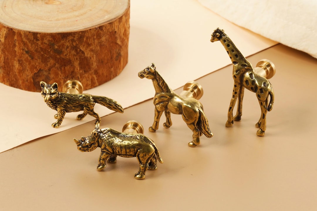 Vintage Safari Animals Drawer Knobs Handle, Antique Brass Animals Cabinet Dresser Handles Bronze ...