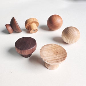 Solid Wood Cabinet Pulls, Wood Drawer Knobs Handles, Walnut Wood Door Pulls, Brass Cabinet Knobs ...