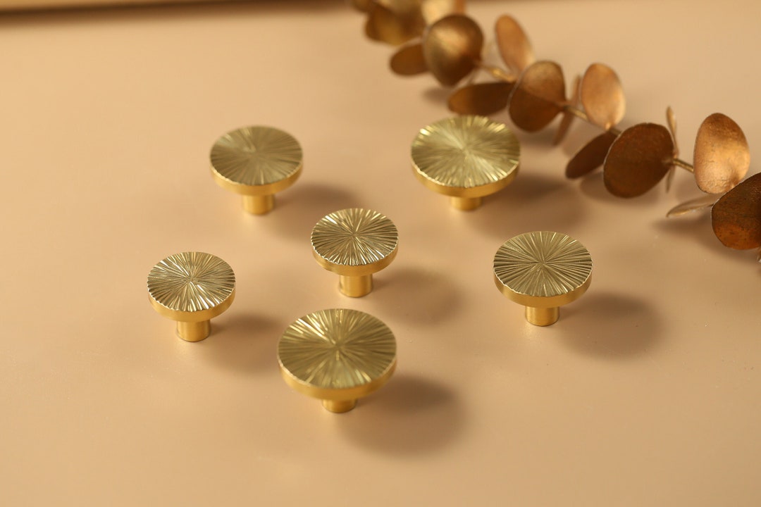 Hammered Solid Brass Round Knobs, Round Cabinet Knobs, Modern Drawer Knob Handles, Furniture ...