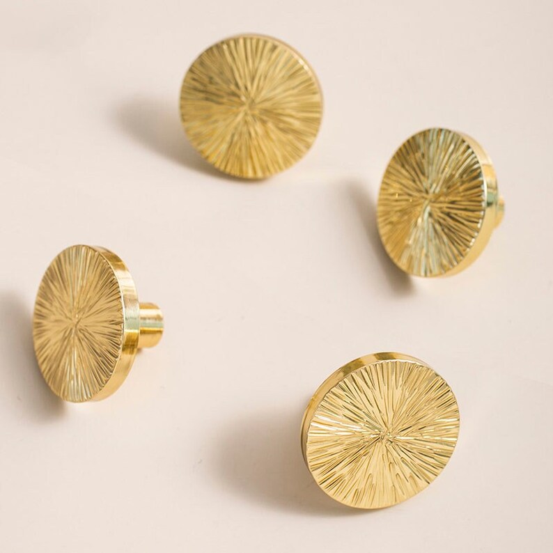 Hammered Solid Brass Round Knobs Round Cabinet Knobs Modern - Etsy