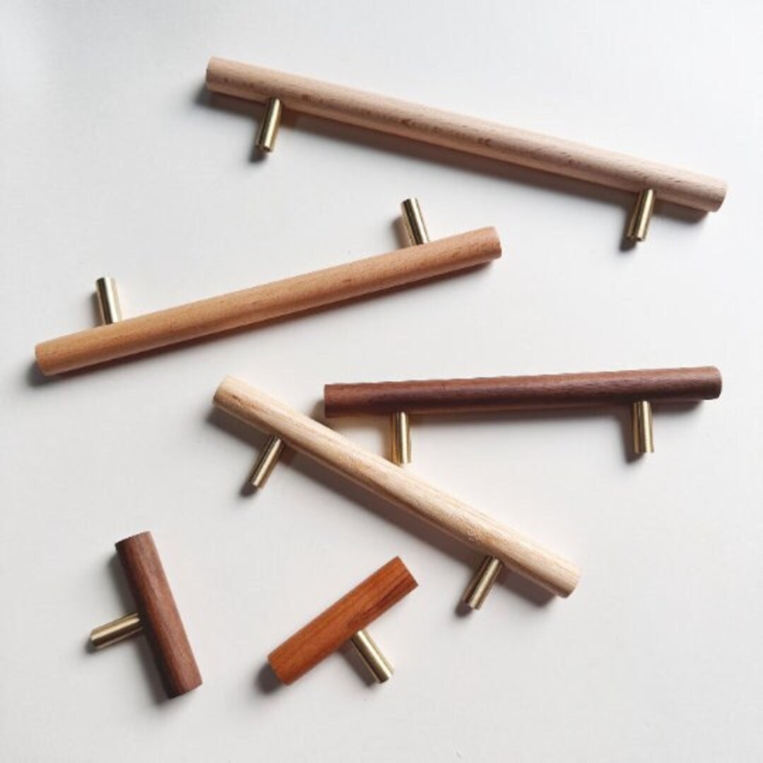 Boho Wood Cabinet Pulls, Wood Drawer Knobs Handles, Walnut Beech Ash Cabinet Knobs Pull, Dresser ...