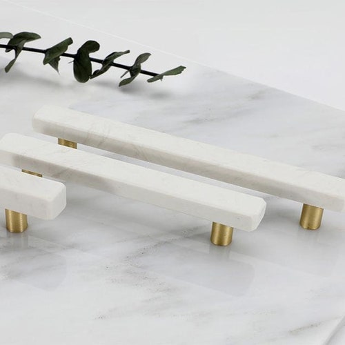 Natural Marble Drawer Knobs Pulls/kitchen Pull Handles/cabinet - Etsy