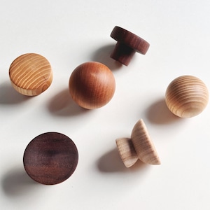 Solid Wood Cabinet Pulls, Wood Drawer Knobs Handles, Walnut Wood Door Pulls, Brass Cabinet Knobs ...