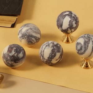 Italian Natural Marble Brass Drawer Knobs Handles Custom Engraved Black ...