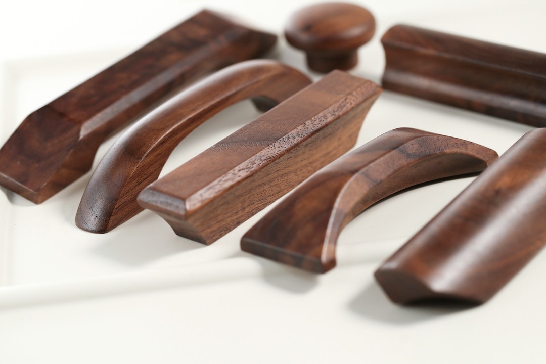 Walnut Cabinet Pulls, Wood Handles, Drawer Knobs Handles, Walnut Wood ...