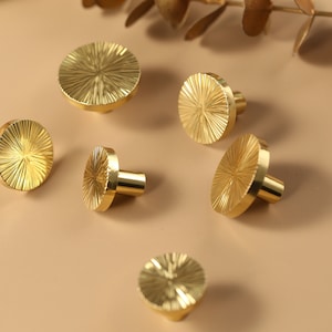 Hammered Solid Brass Round Knobs, Round Cabinet Knobs, Modern Drawer Knob Handles, Furniture ...