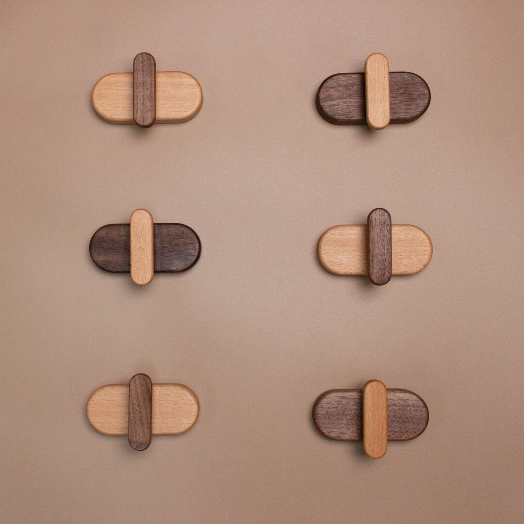 Walnut Wood Wall Hooks Simple Style Hooks Beech Coat Hook - Etsy