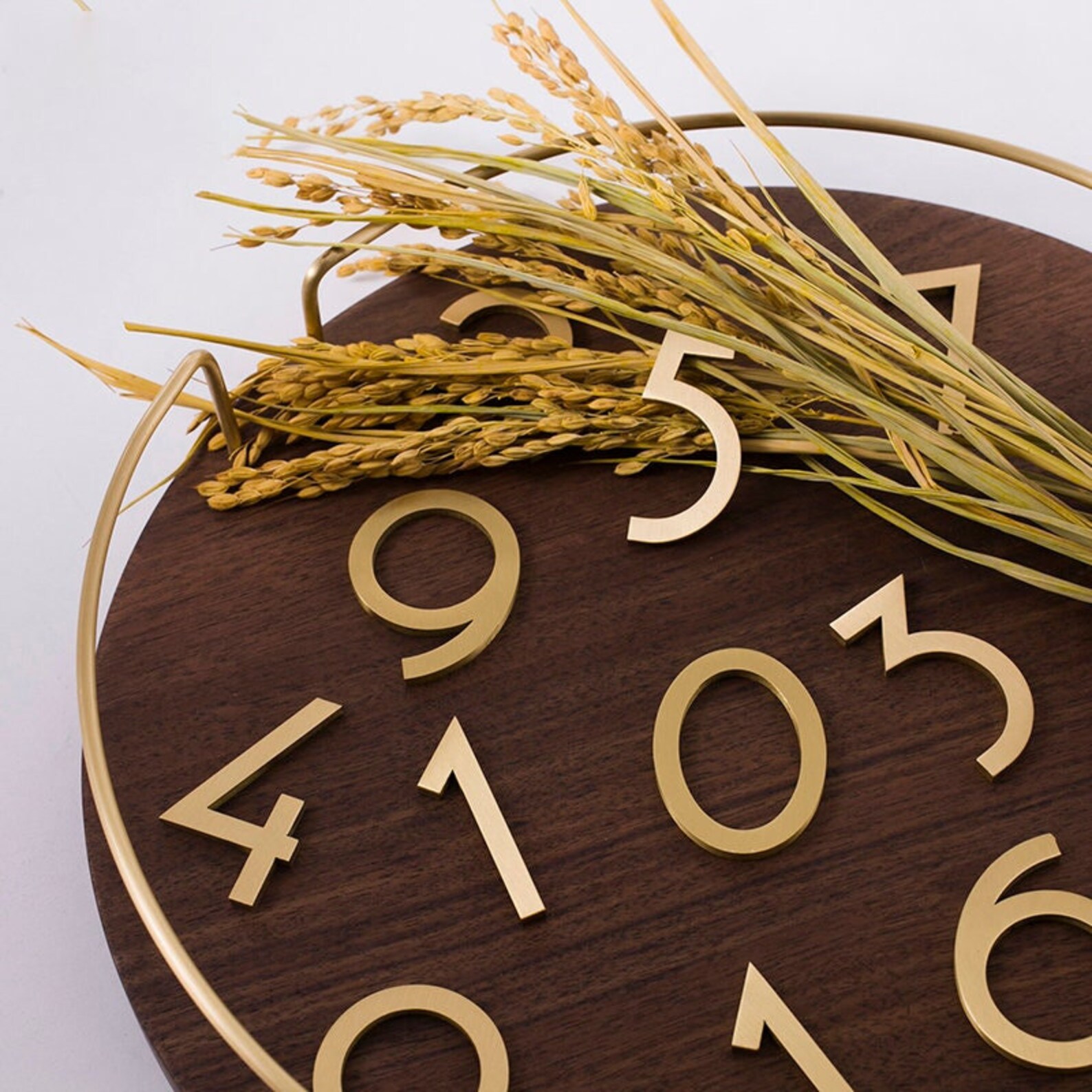 Elegant Brass House Door Numbers With Walnut Base/ Brass House - Etsy