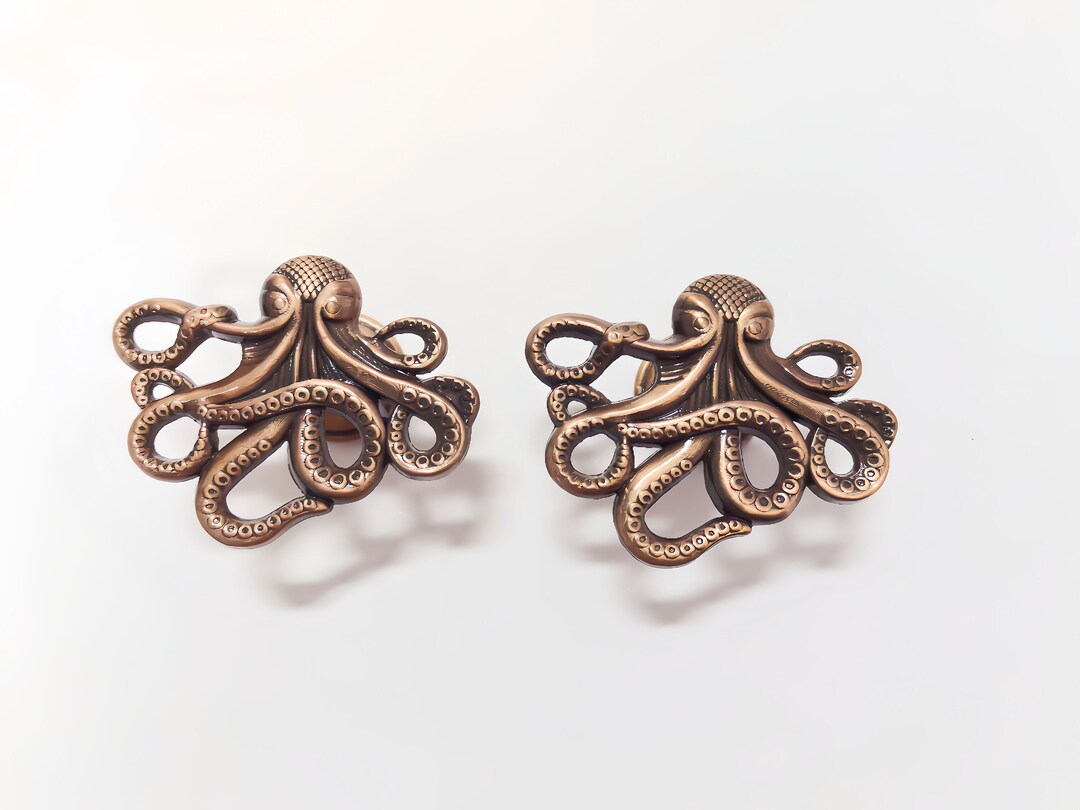 Antique Silver Octopus Drawer Pull Knobs, Marine Animal Cabinet Knobs ...