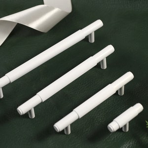 Minimalist White Cabinet Handles Pulls, Stripe White Drawer Pulls Knobs ...