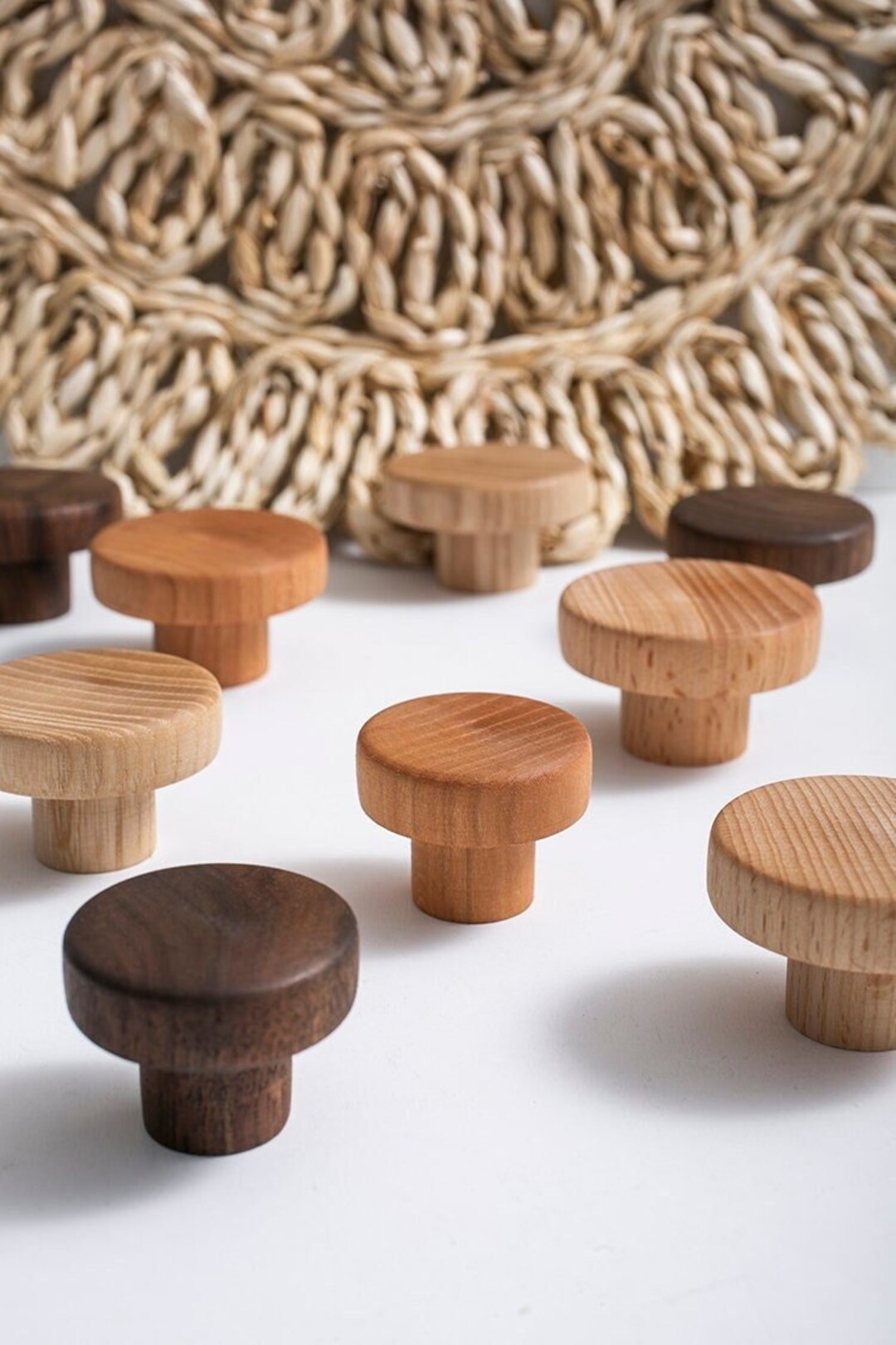 Boho Wood Cabinet Pulls Wood Drawer Knobs Handles Walnut - Etsy