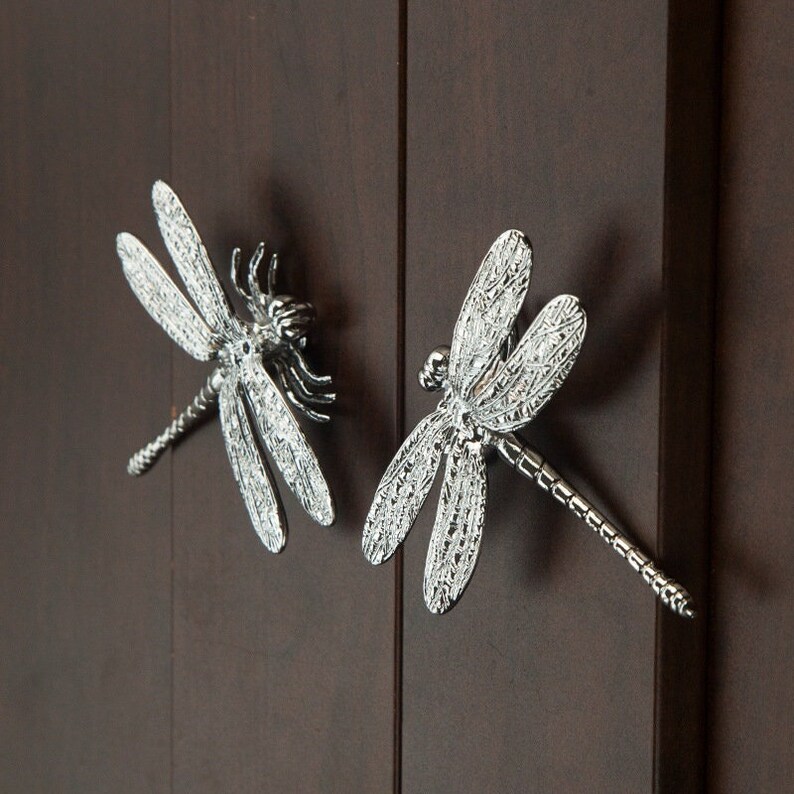 Silver Dragonfly Knob Handle Animal Wardrobe Knob Drawer - Etsy
