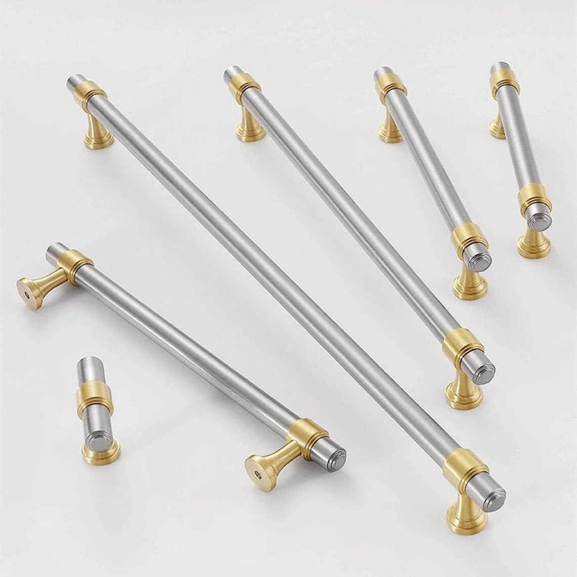 Gold Long Cabinet Pulls Brushed Silver Drawer Knobs Pulls - Etsy