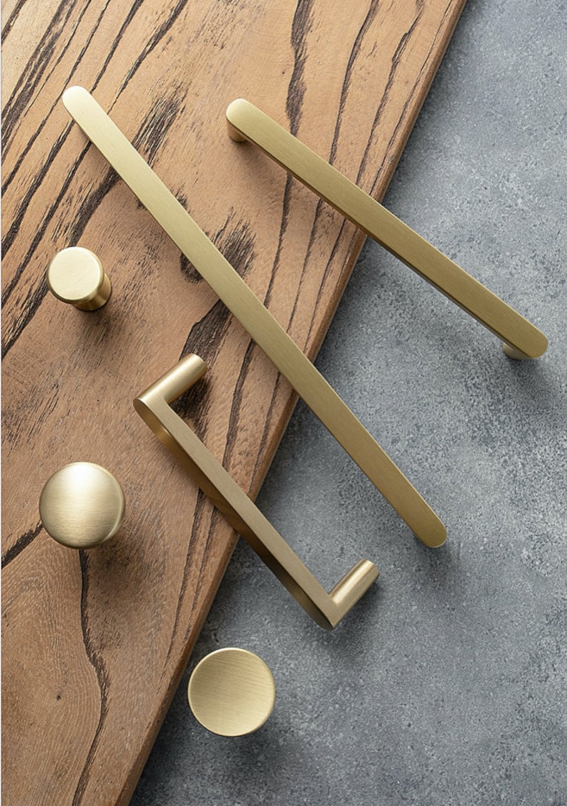 Brushed Brass Cabinet Knobs Brass Dresser Knob Modern Drawer - Etsy