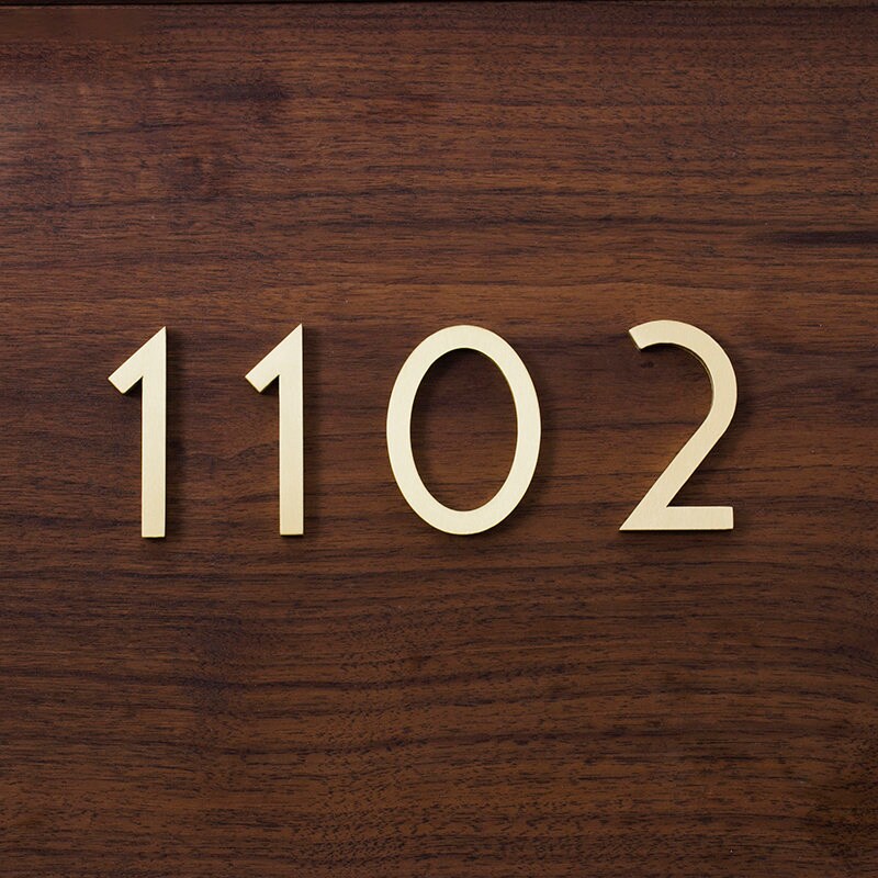 Elegant Brass House Door Numbers With Walnut Base/ Brass House - Etsy