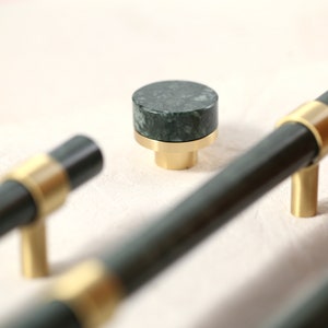 Marble Drawer Knobs Pulls Handles/ Nature Marble Cabinet Pulls/ Brass ...
