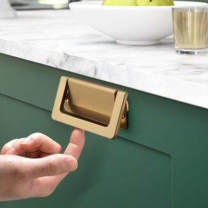 Invisible Rectangle Pulls, Ring Knobs, Drawer Knobs, Gold Pull,dresser Knobs, Gold Ring Pull ...