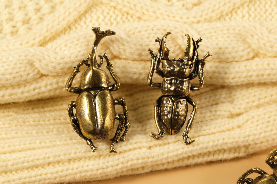 Antique Brass Stag Beetle Cabinet Dresser Handles Custom Engraved ...