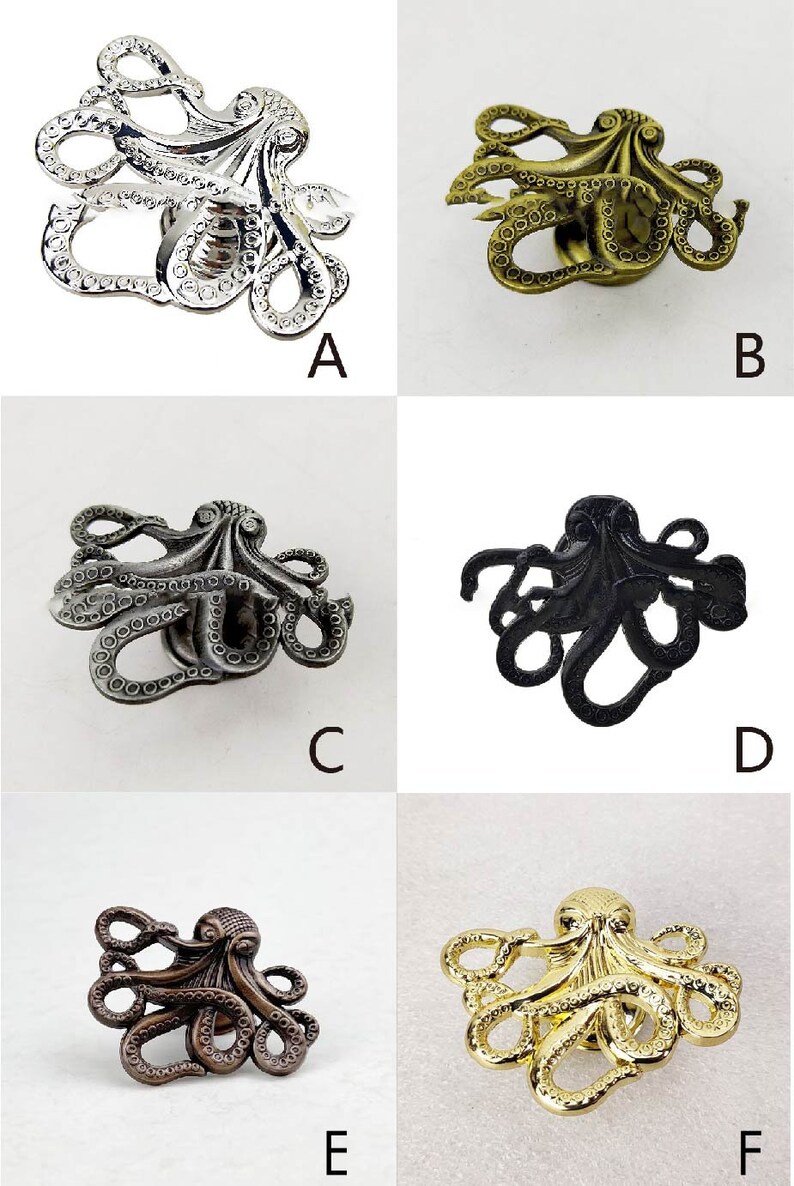 Antique Silver Octopus Drawer Pull Knobs Marine Animal - Etsy