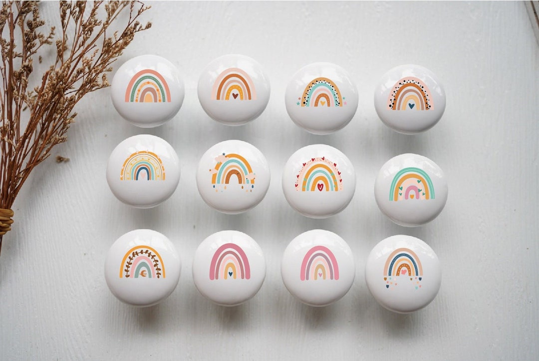 Bright Color Rainbow Cabinet Knob, Ceramics Knobs for Nursery Drawers, Children's Cabinet Knob ...