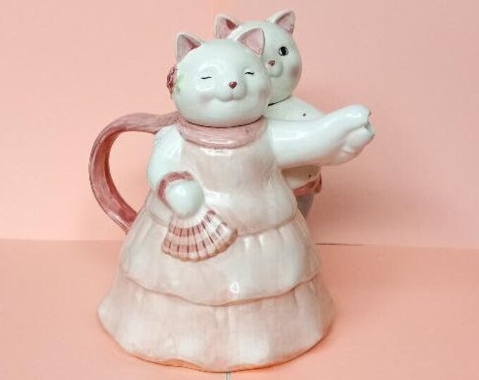 Vintage Cat Couple Dancing Ceramic Teapot Applause Inc. - Etsy