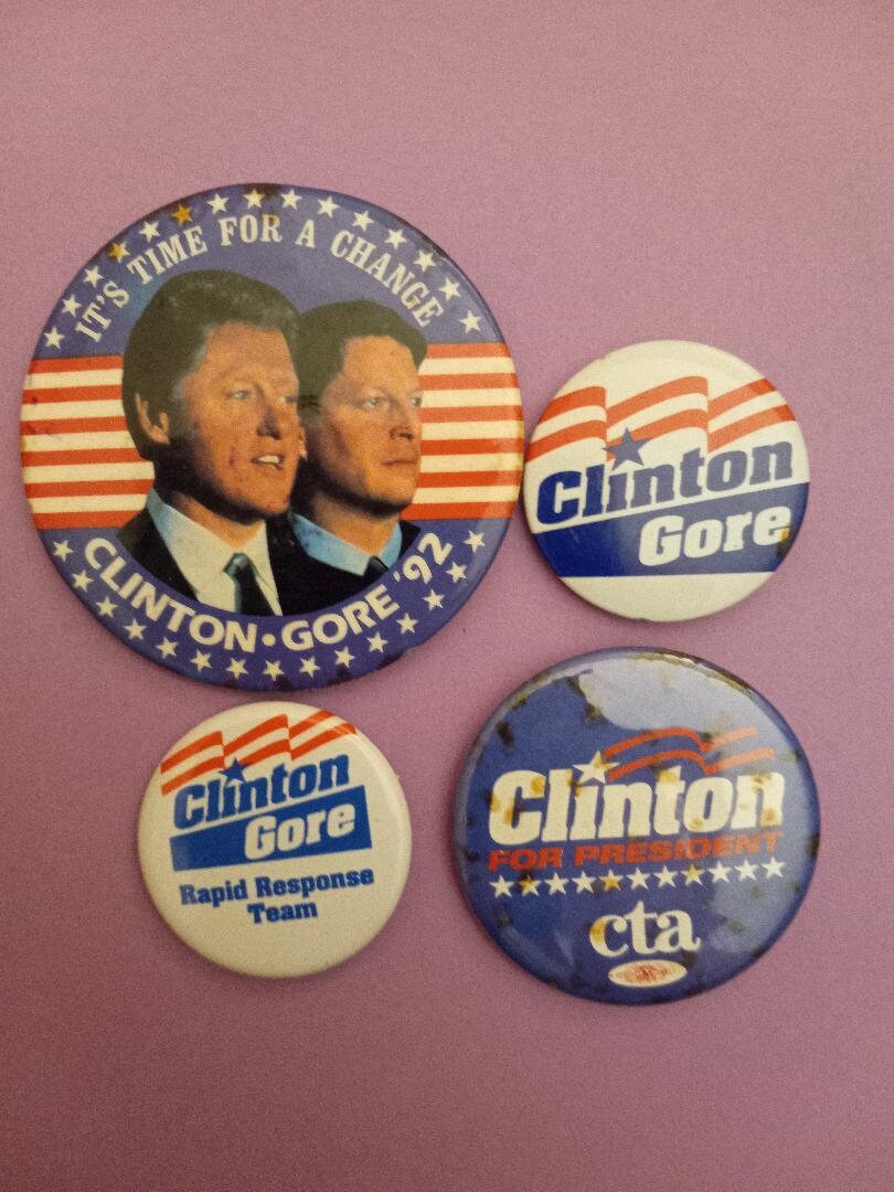 Vintage Clinton-gore Campaign Presidential Political Pin Back Buttons ...