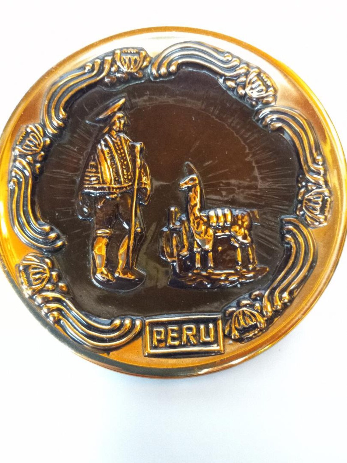 Vintage Peruvian Brass/copper Wall Hanging Plate - Etsy