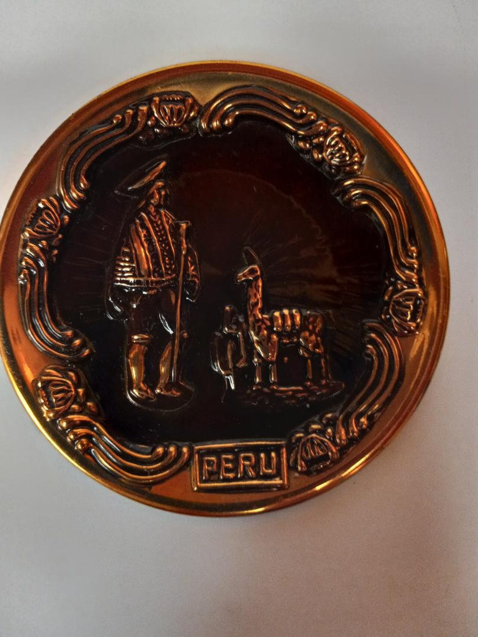 Vintage Peruvian Brass/copper Wall Hanging Plate - Etsy