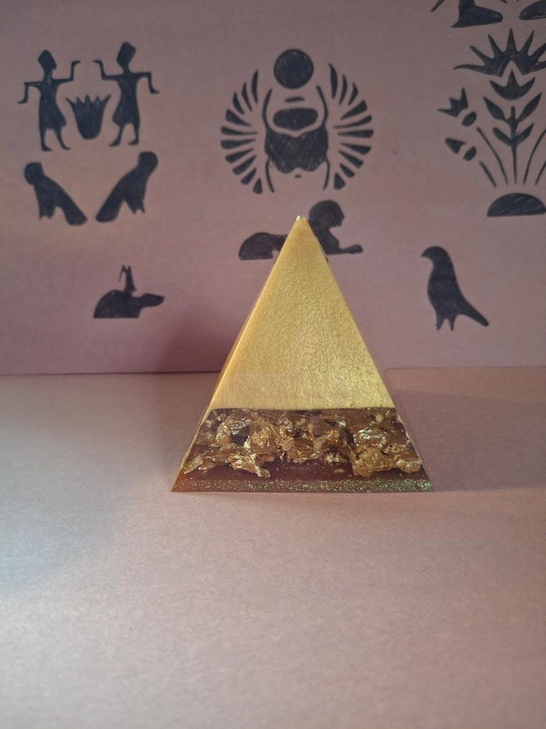 Gold Pyramid of Giza Resin Statue Hand Crafted 3 1/4" Tall Gold With ...