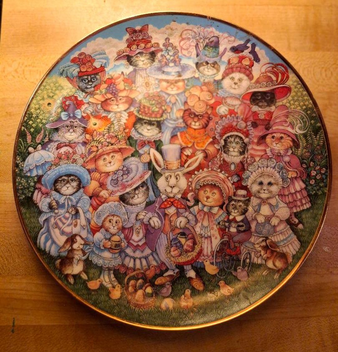 Vintage Franklin Mint Bill Bell "easter Purrade" Numbered Cat-themed ...