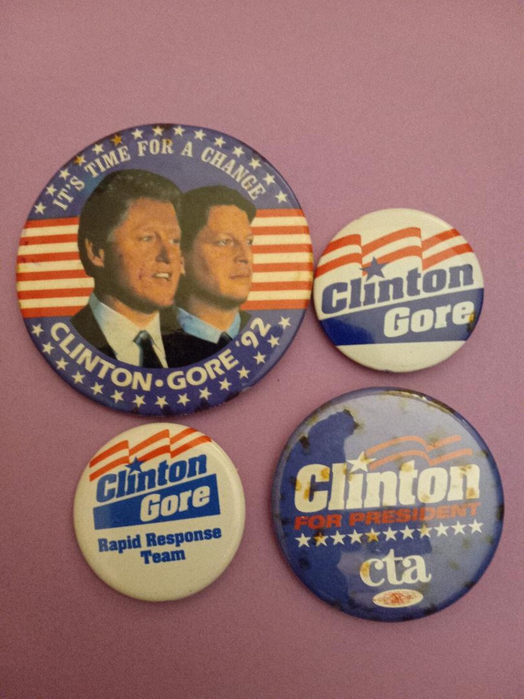 Vintage Clinton-gore Campaign Presidential Political Pin Back Buttons ...