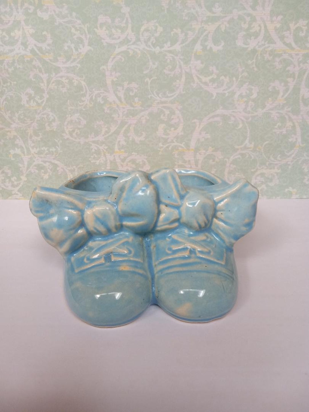 Vintage Ceramic Blue Baby Boy Booties for Plants or Pencil/pen Knick ...