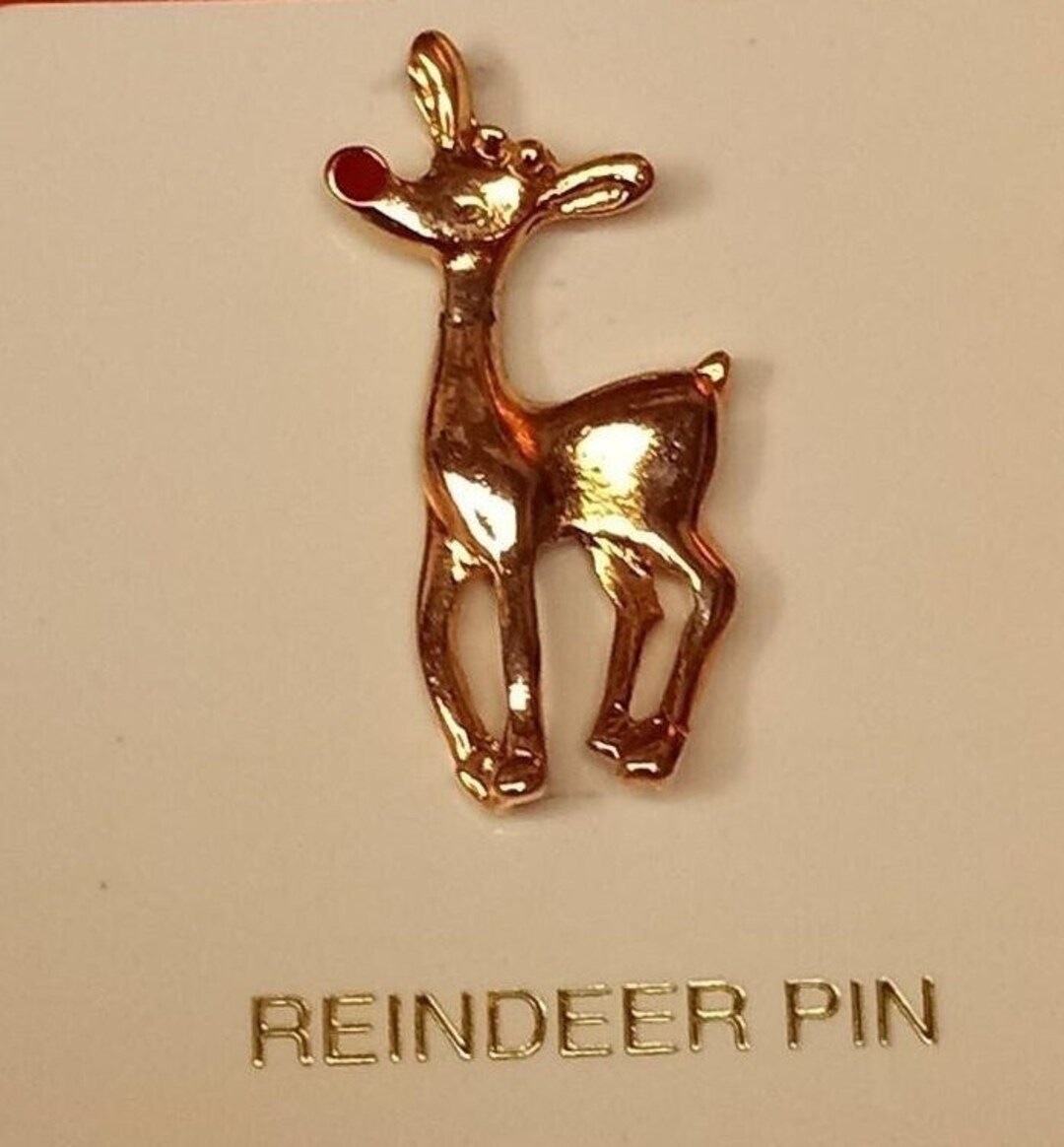 Vintage Christmas Pin/ Brooch/lapel Pin/tie Tack Rudolph the Red Nosed ...