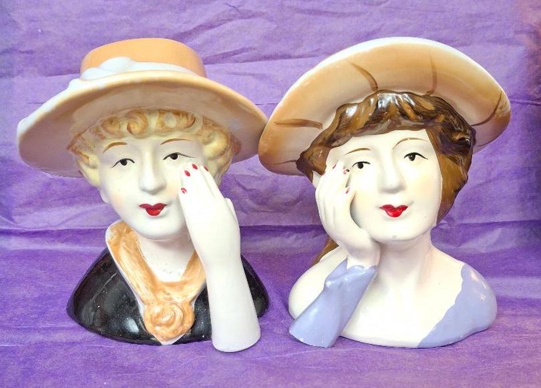 Vintage Ceramic Head Busts of 1940's Style Women - Etsy
