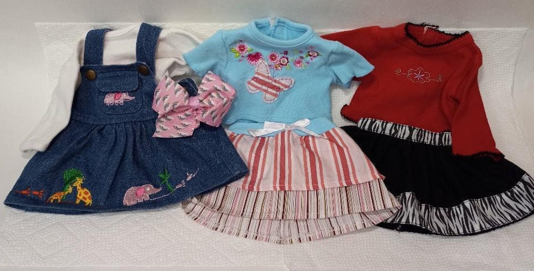 Doll Clothes for 18" Dolls Set of 3 Outfits Includes: 3 Shirts, 2 ...