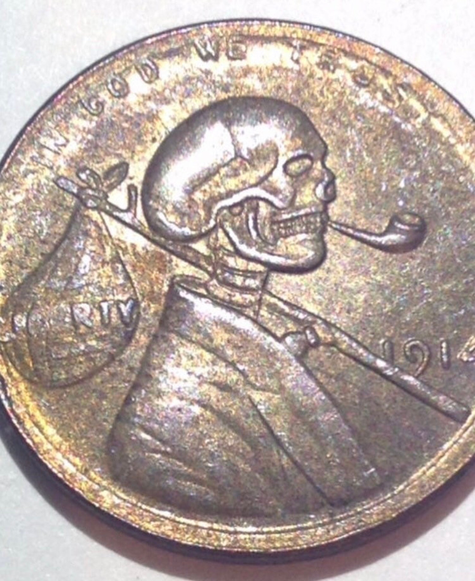 Crazy Modified Scary Skull 1914 Wheat Penny Very Unique - Etsy
