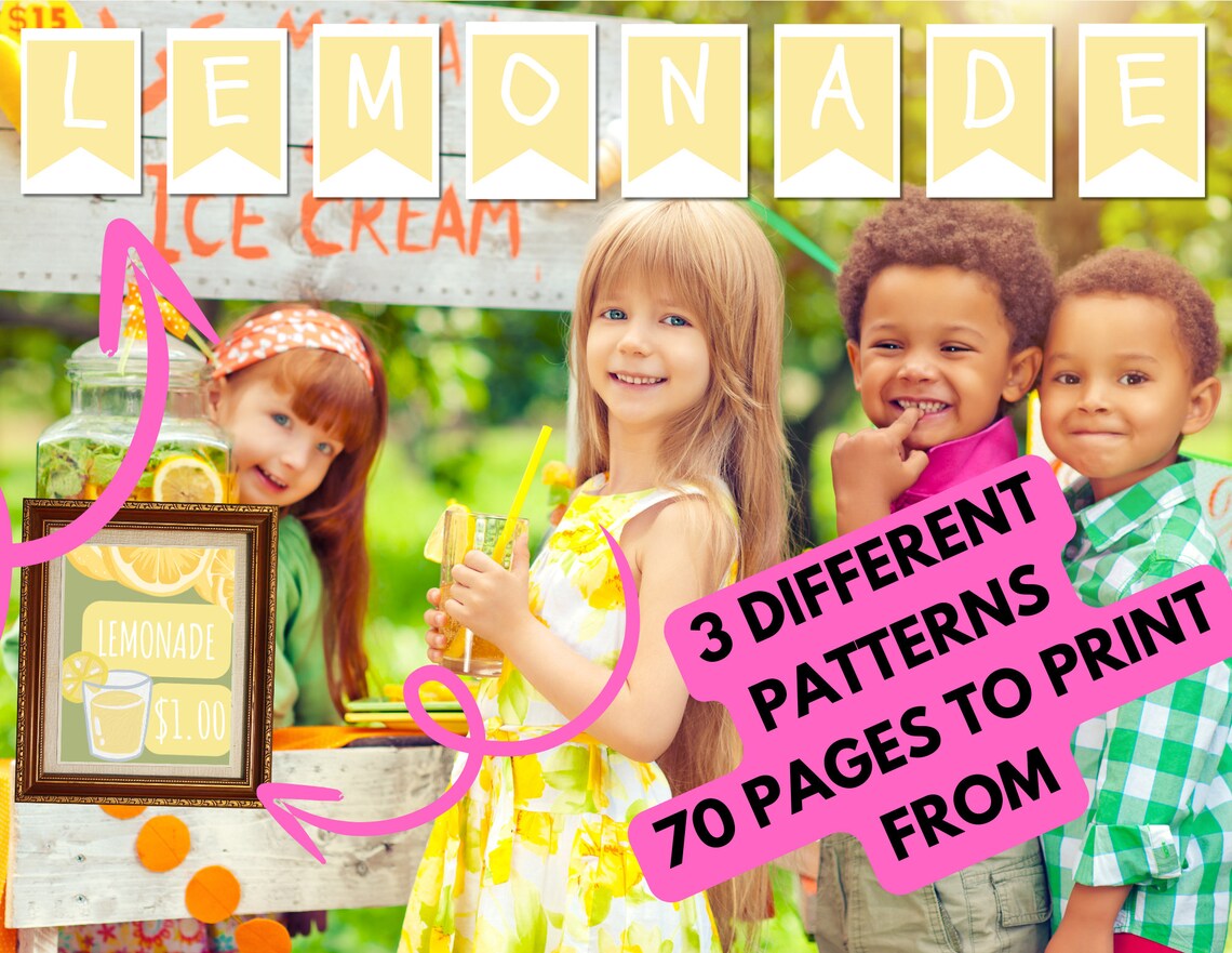 SUMMER LEMONADE STAND Poster Bundle, Editable Template, Summer Kids ...
