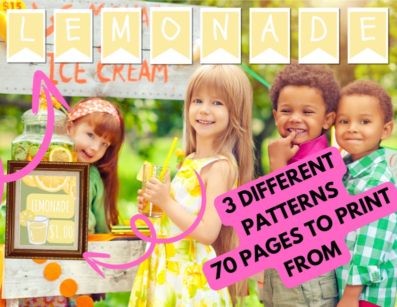 SUMMER LEMONADE STAND Poster Bundle, Editable Template, Summer Kids Lemonade Sale, 70 Pg Instant ...