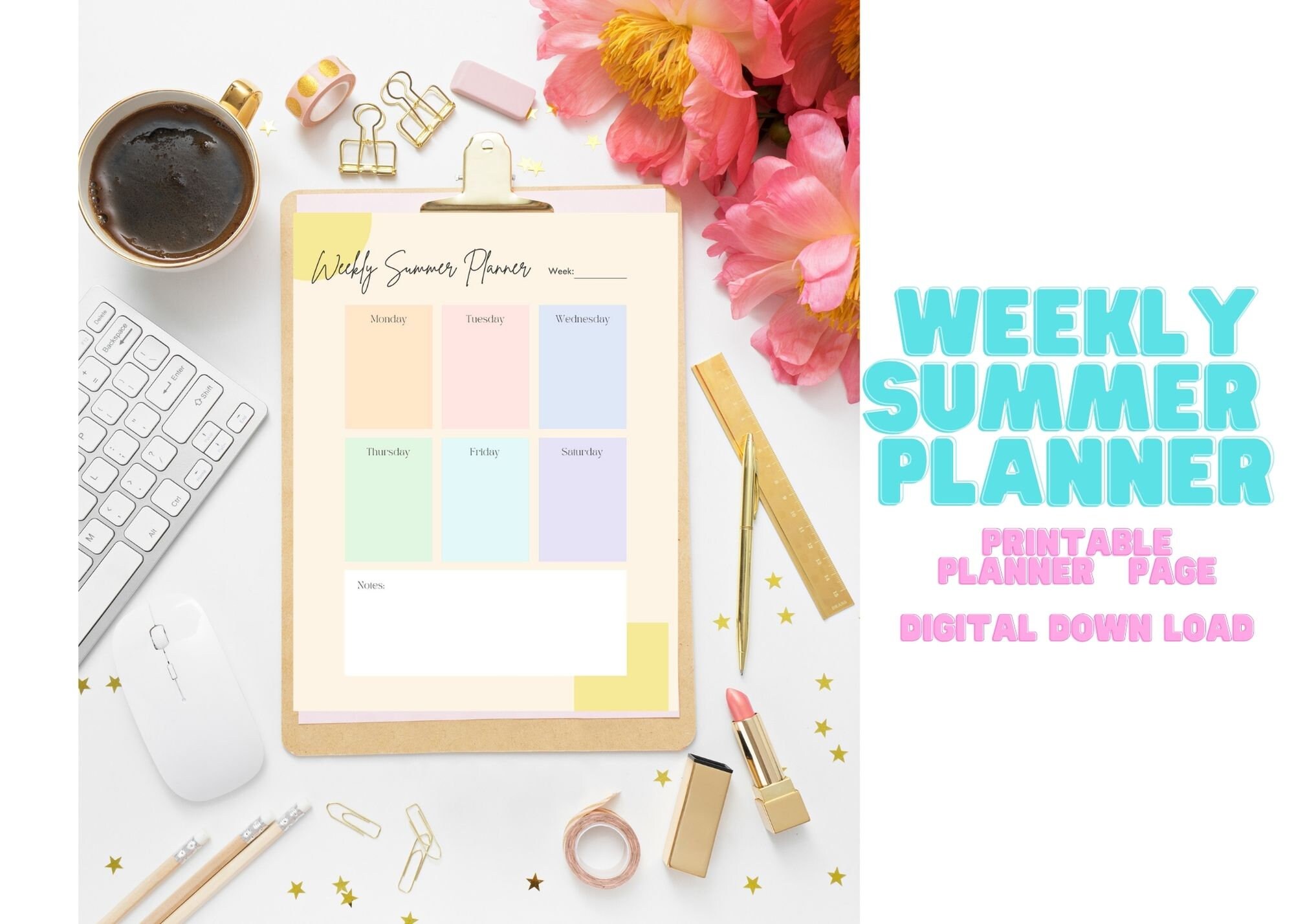 WEEKLY SUMMER SCHEDULE Printable Page Instant Download - Etsy