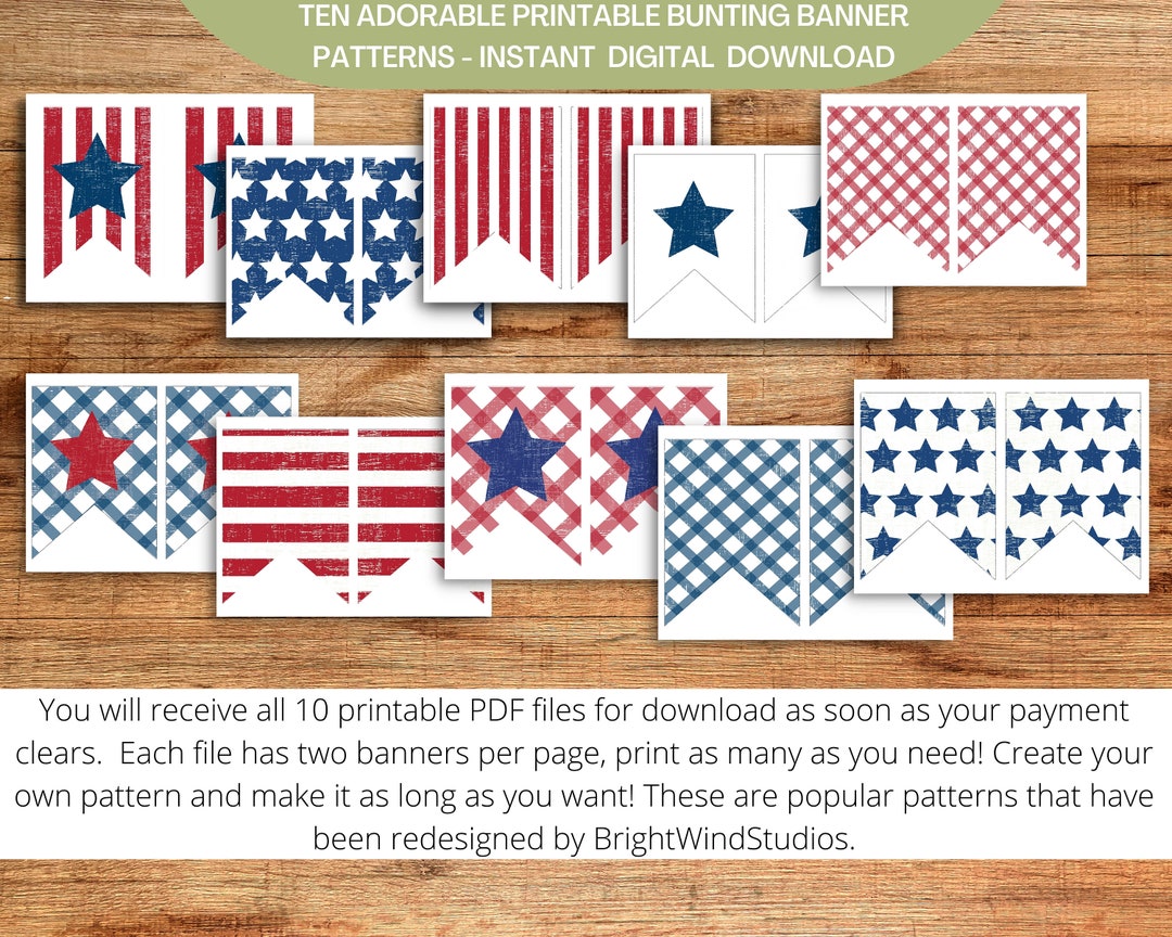 Fourth of July Banner - Decor PRINTABLE - Patriotic Red White Blue ...