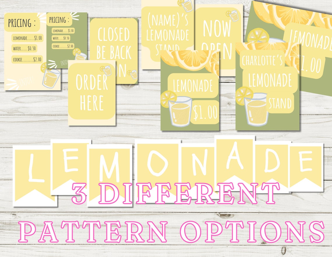SUMMER LEMONADE STAND Poster Bundle, Editable Template, Summer Kids ...