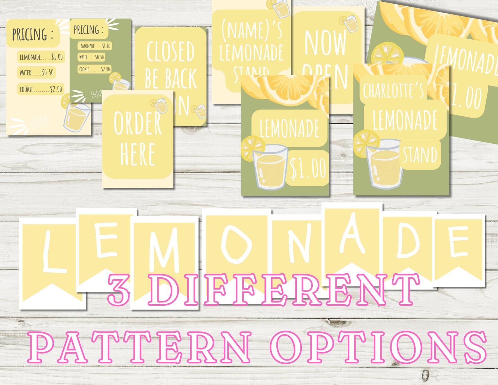 SUMMER LEMONADE STAND Poster Bundle, Editable Template, Summer Kids ...
