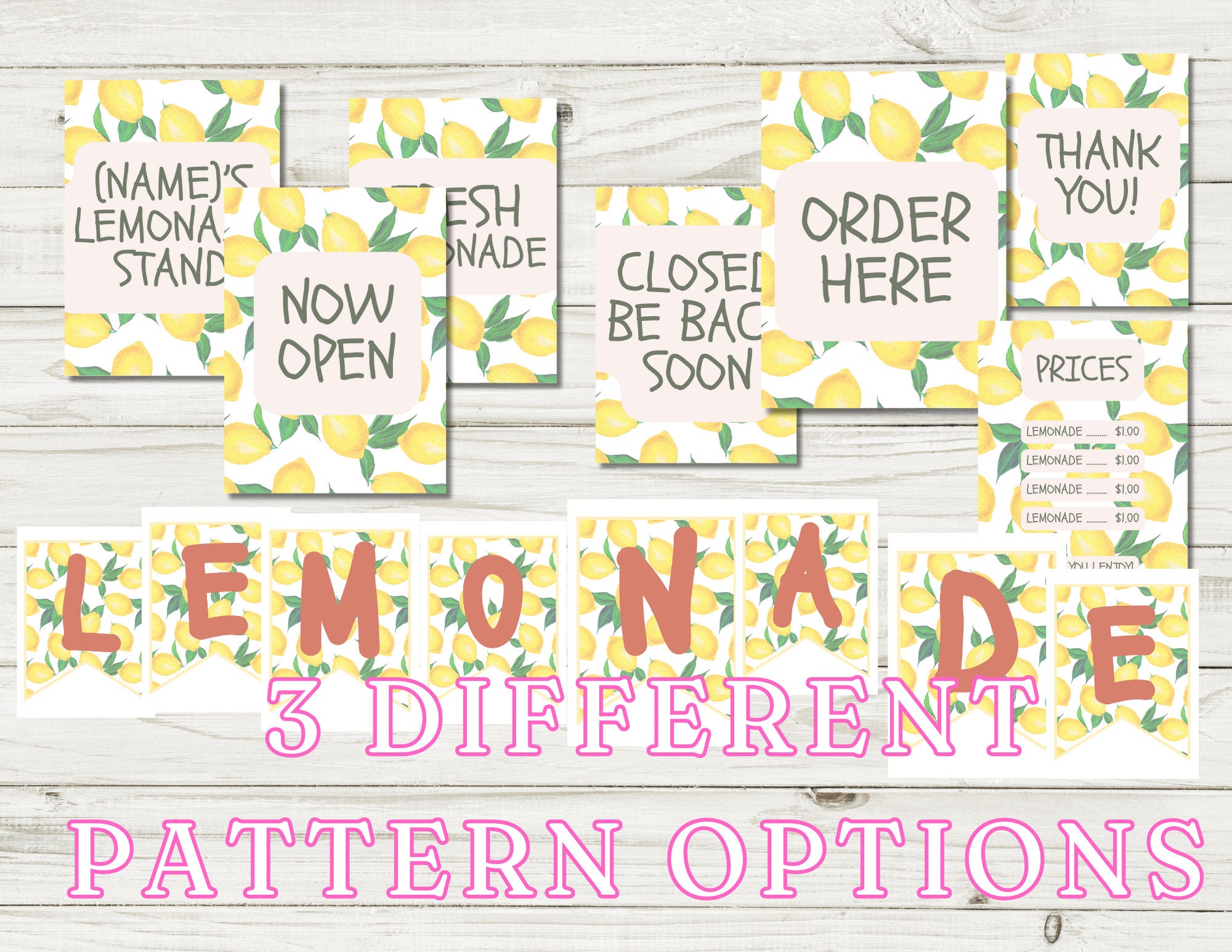 SUMMER LEMONADE STAND Poster Bundle, Editable Template, Summer Kids ...