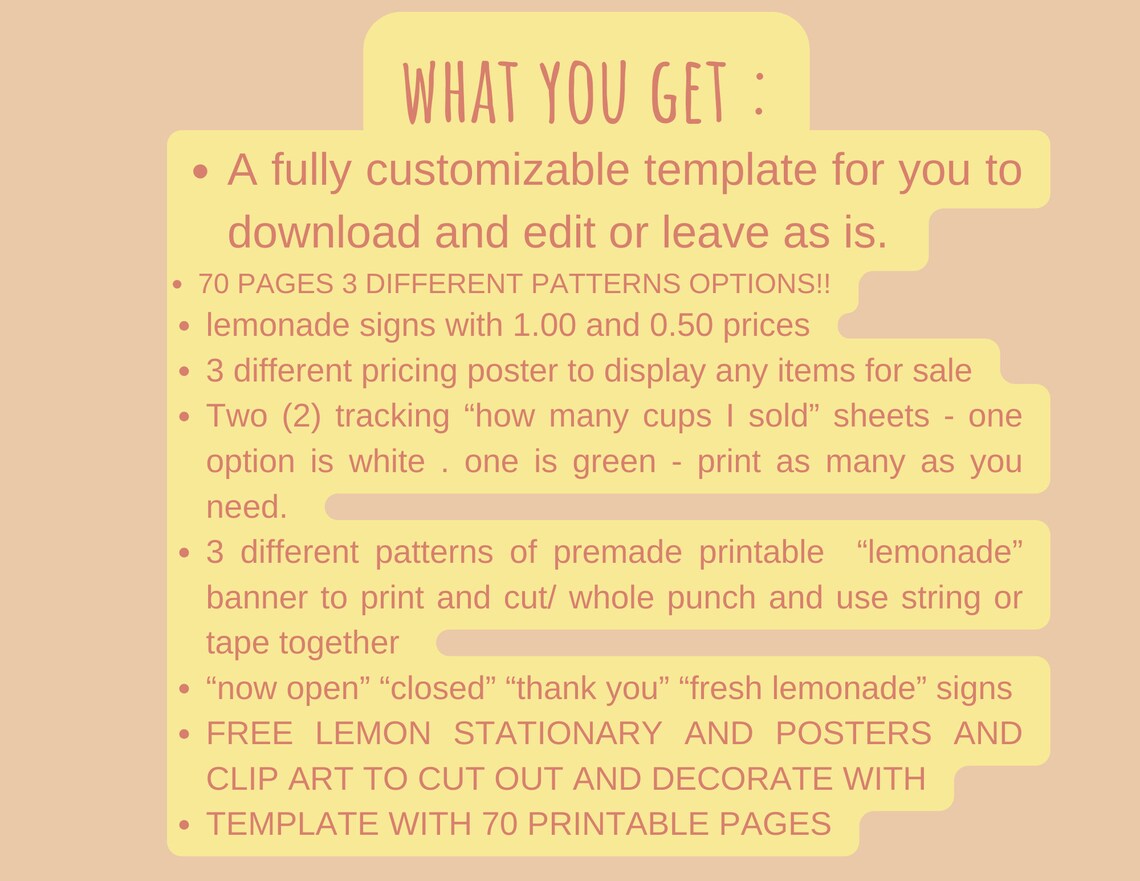 SUMMER LEMONADE STAND Poster Bundle, Editable Template, Summer Kids ...