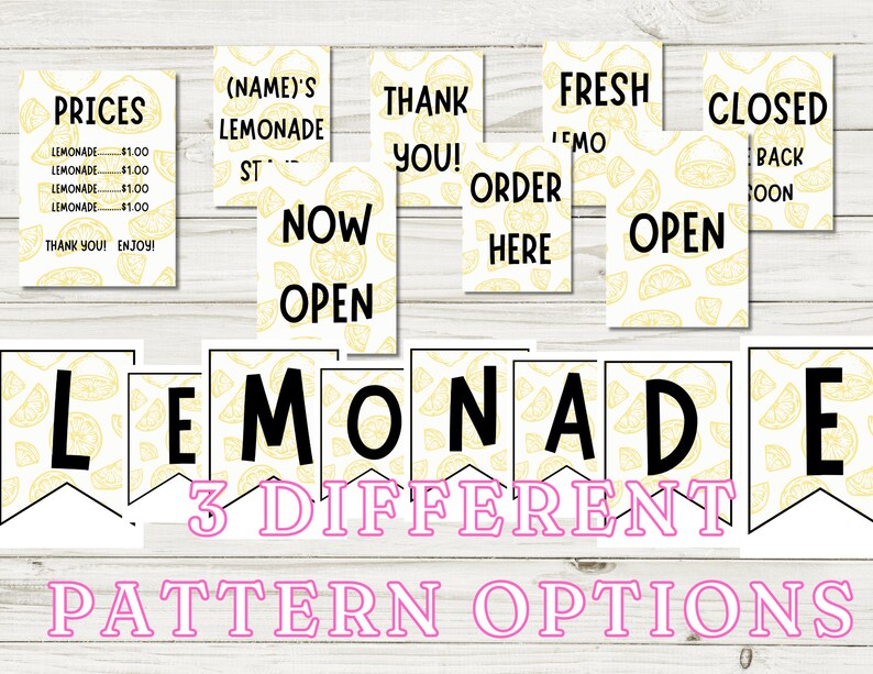 SUMMER LEMONADE STAND Poster Bundle, Editable Template, Summer Kids Lemonade Sale, 70 Pg Instant ...
