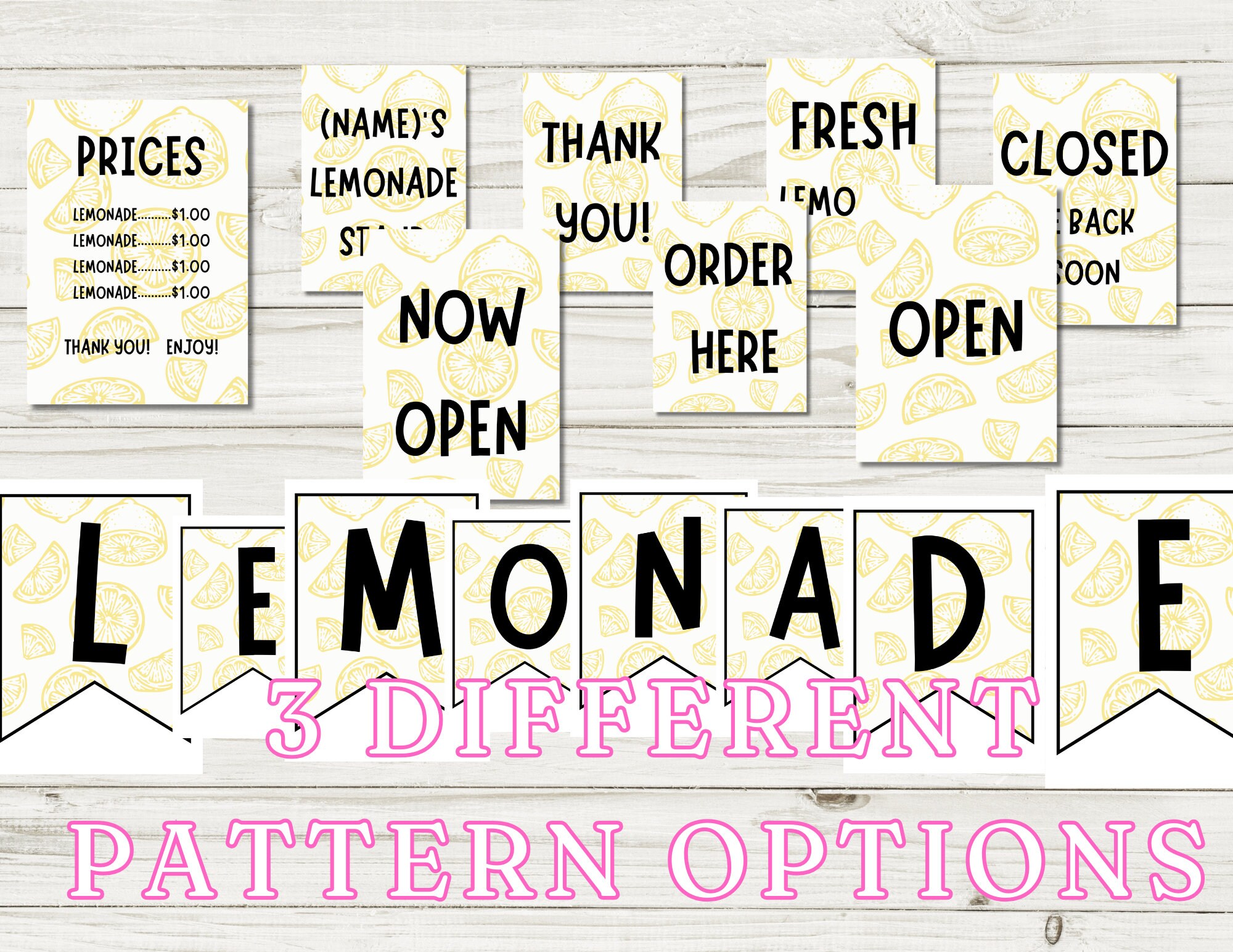 SUMMER LEMONADE STAND Poster Bundle, Editable Template, Summer Kids ...